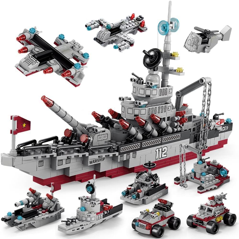 ENHANA Building Block Warship 25 in1 Battleship Building Kits for Kids ...