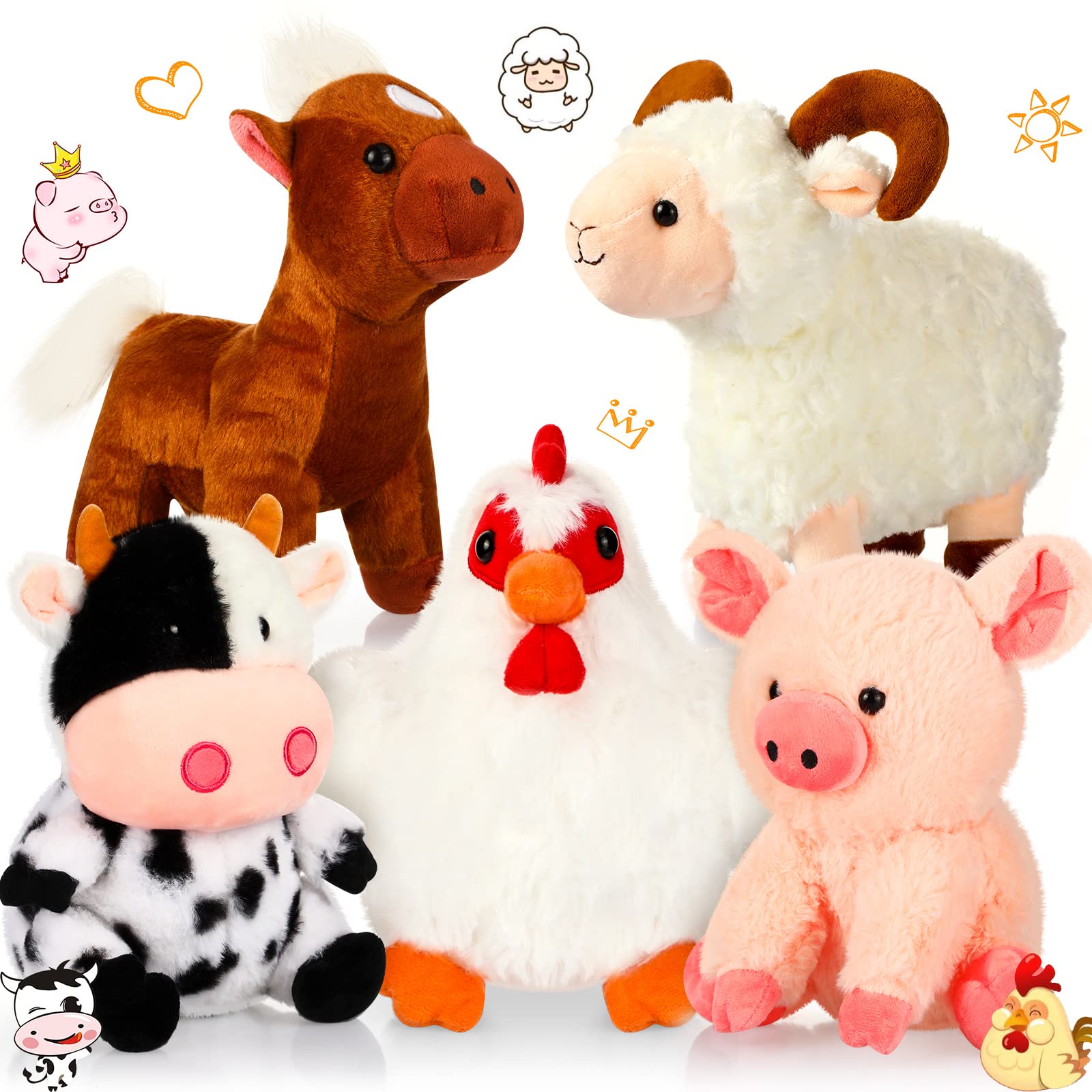 Mua 5 Pack Farm Plush Animals Set 10 Inches Plush Farm Stuffed Animals ...