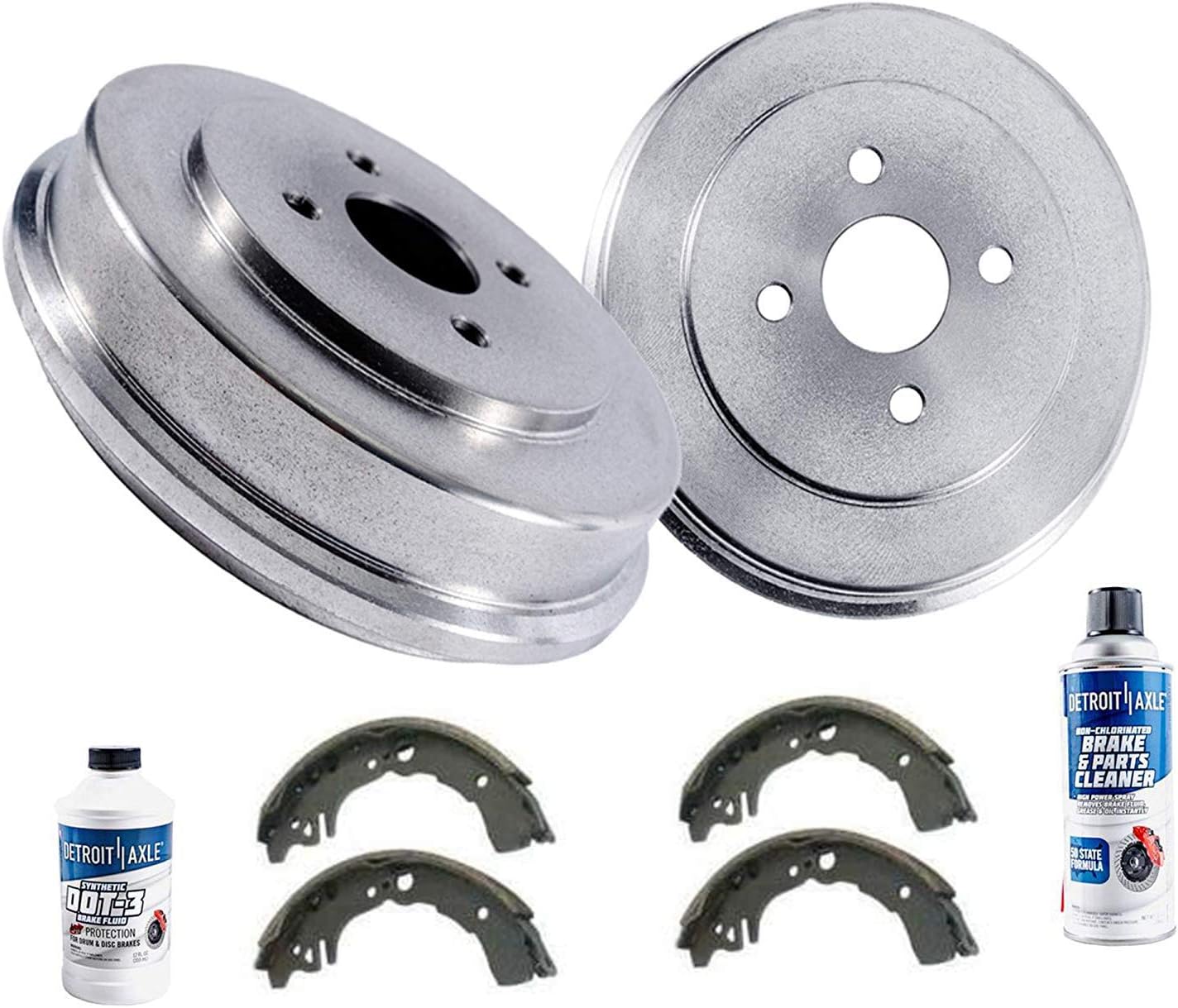 Amazon.com: Detroit Axle - Pair (2) 4 Lug Rear Brake Drums w/Ceramic Brake Shoes w/Brake Cleaner ...