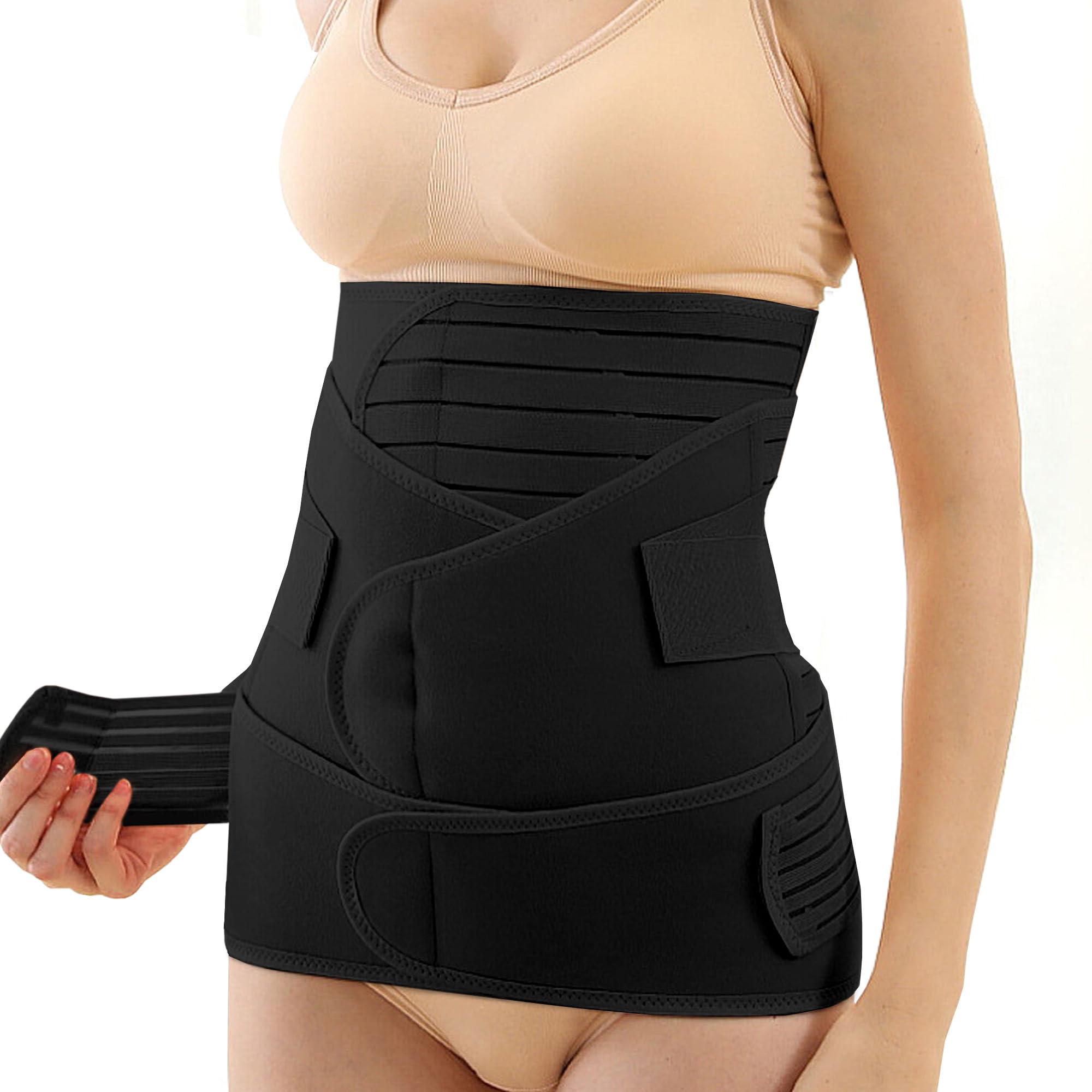 ShaperSwan 3 in 1 Postpartum Belly Band (Black), Post Partum Waist ...