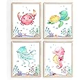 Amazon.com: Watercolor Sea Marine Life Wall Art Prints,Sea Animals ...