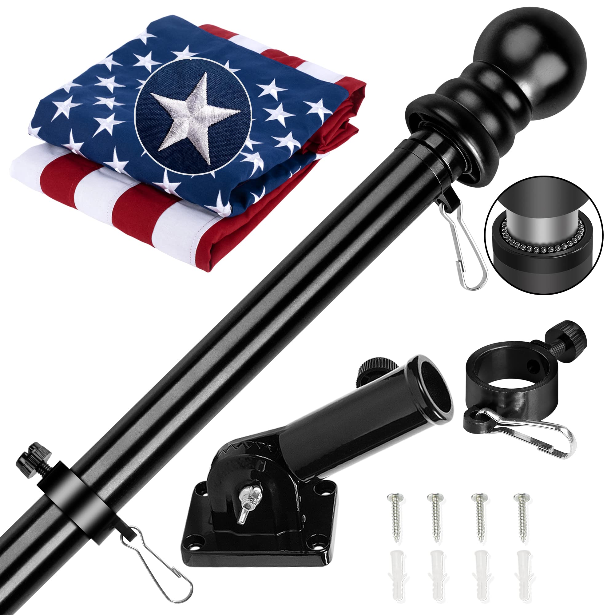 American Flag with Pole for House 3x5 ft US Flags Pole Kit ...