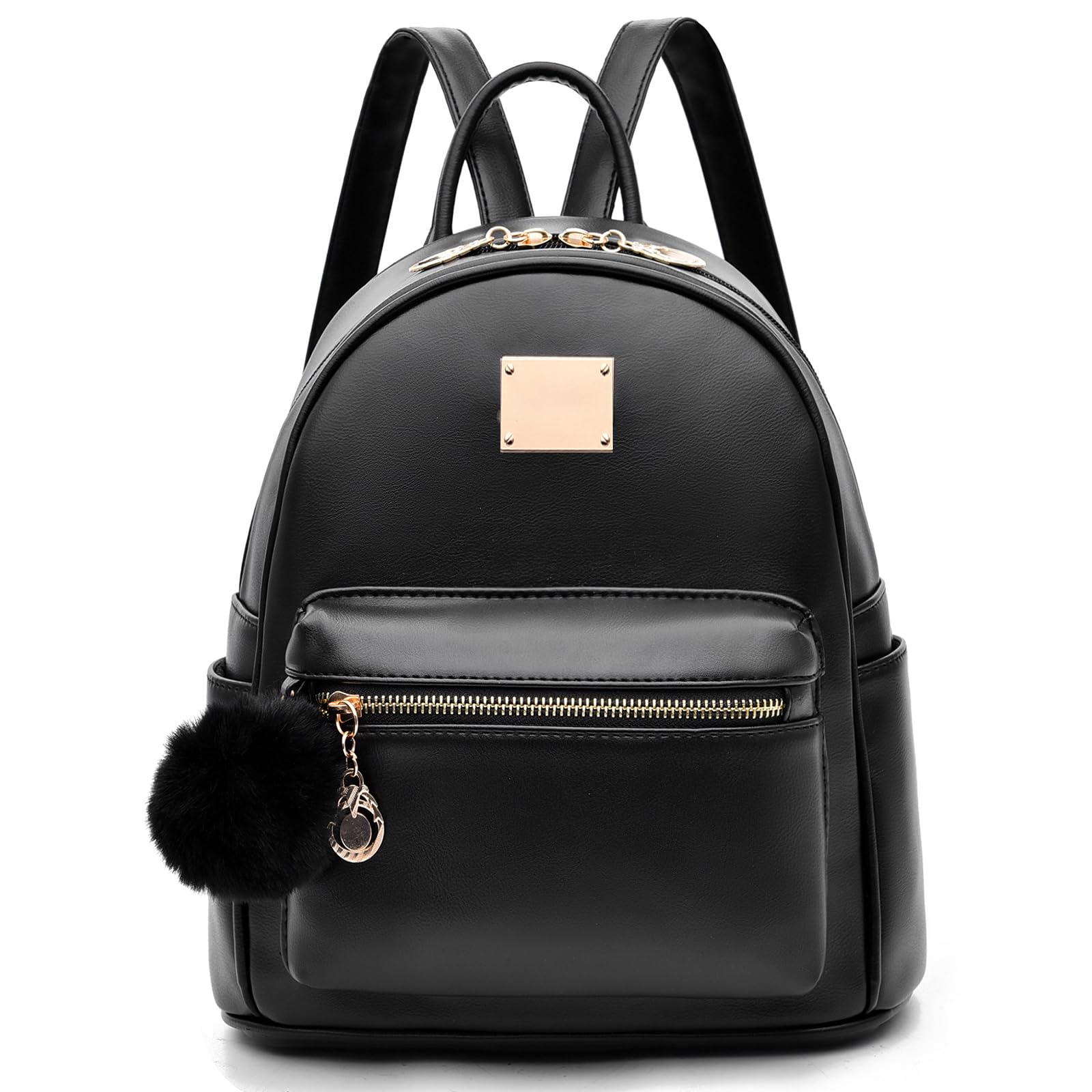 BAG WIZARD Girls Mini Backpack Cute Leather Backpack with Pompom Small Backpack Purse for Girls ...