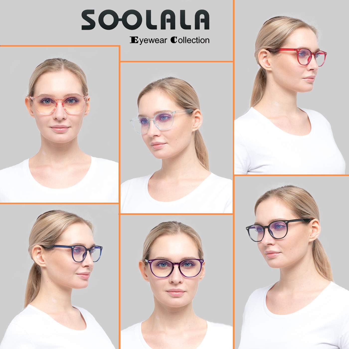 Blue Lens Reading Glasses 6-Pack Retro Round Frame Readers Eyeglasses ...