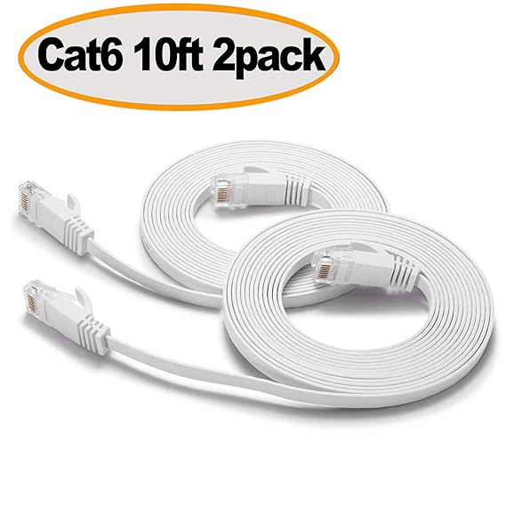 Ethernet Cable Cat6 Flat 10 ft Cat 6 Network Patch Cable with Rj45 ...