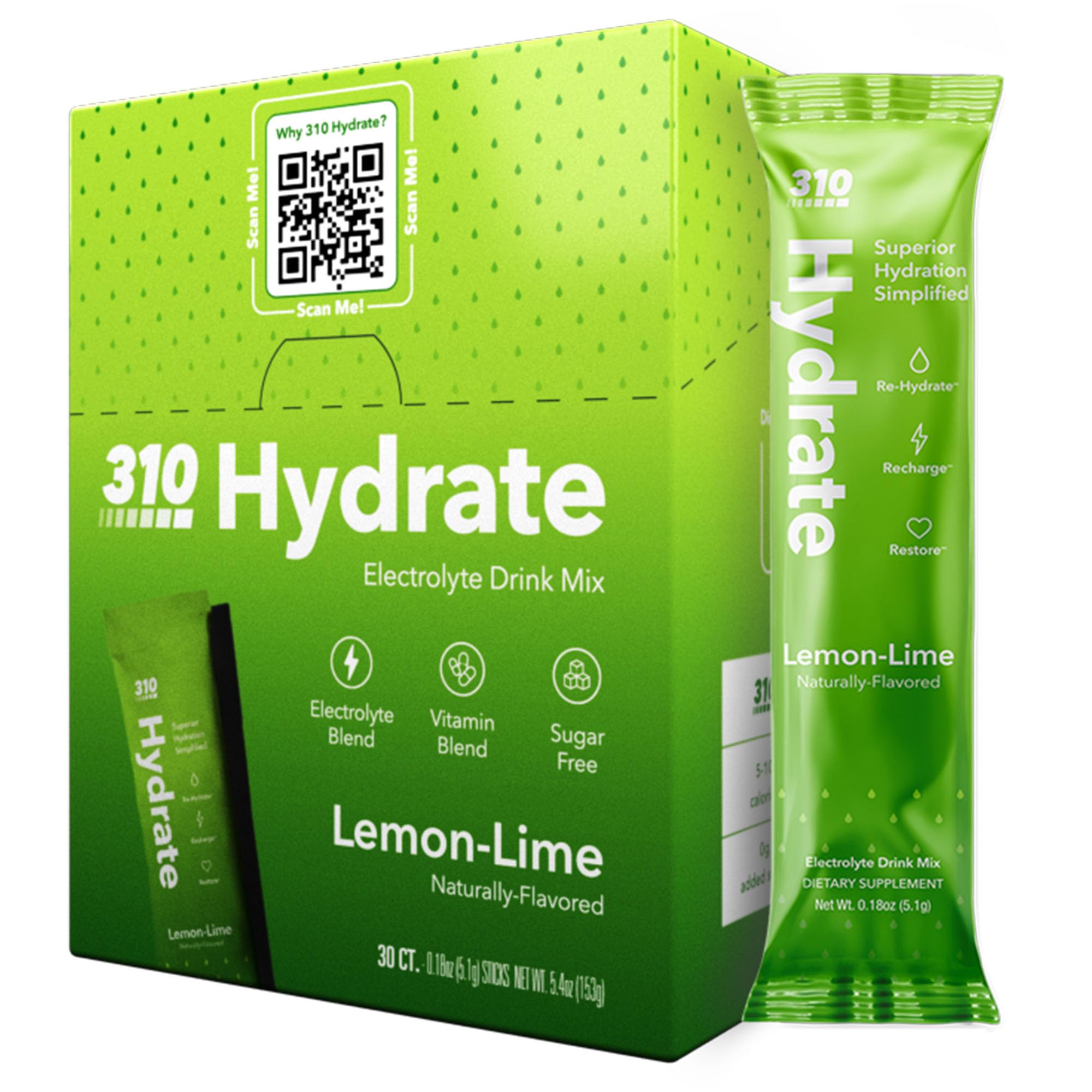 Mua 310 Hydrate Lemon Lime Electrolytes Powder Packets - No Sugar ...