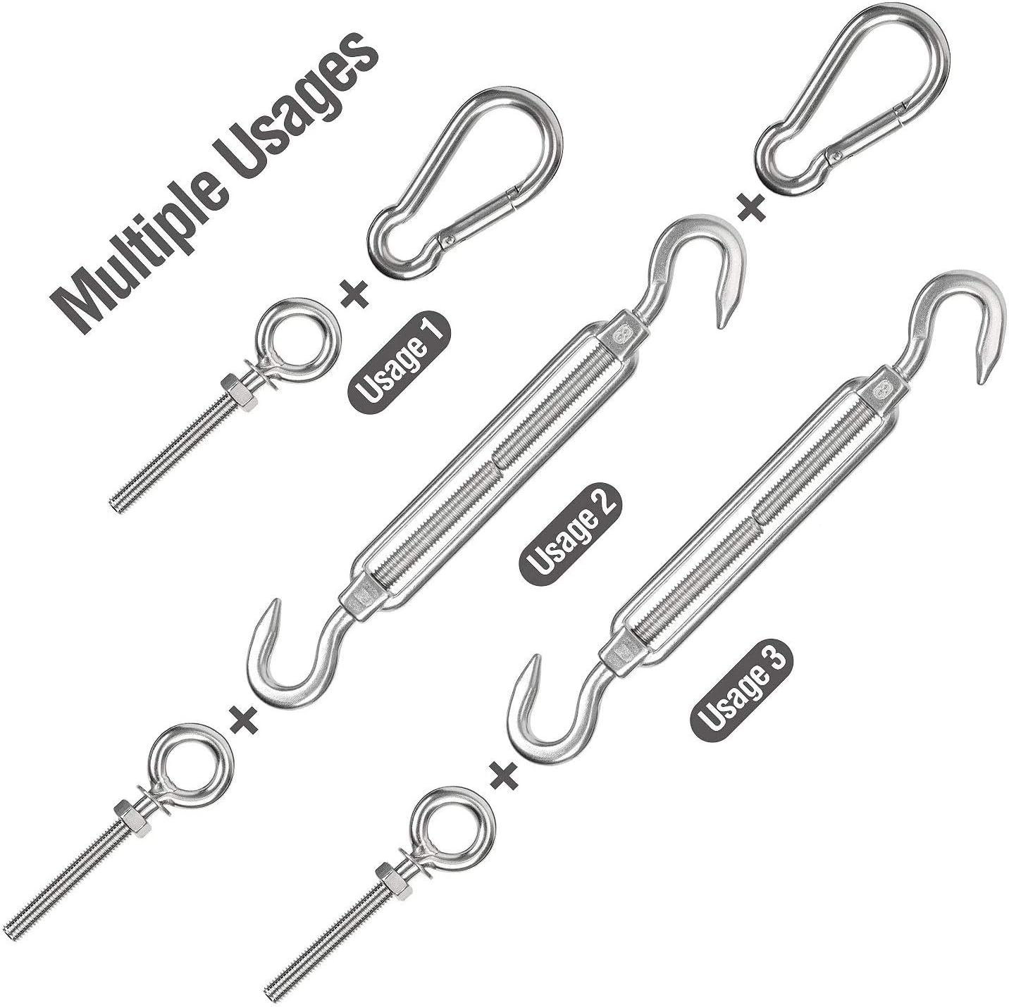 BUYGOO Stainless Steel Sun Shade Sail Fixing Kit Garden Sail Fixing Kit ...