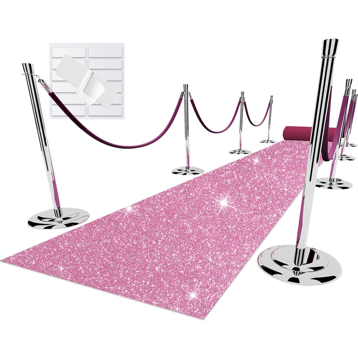 EZLucky Glitter Pink Carpet Runner for Party, 2.46X15 ft, 200 GSM ...