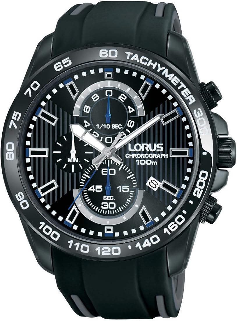 LORUS Mens Chronograph Quartz Watch with Rubber Strap RM385CX9: Amazon ...