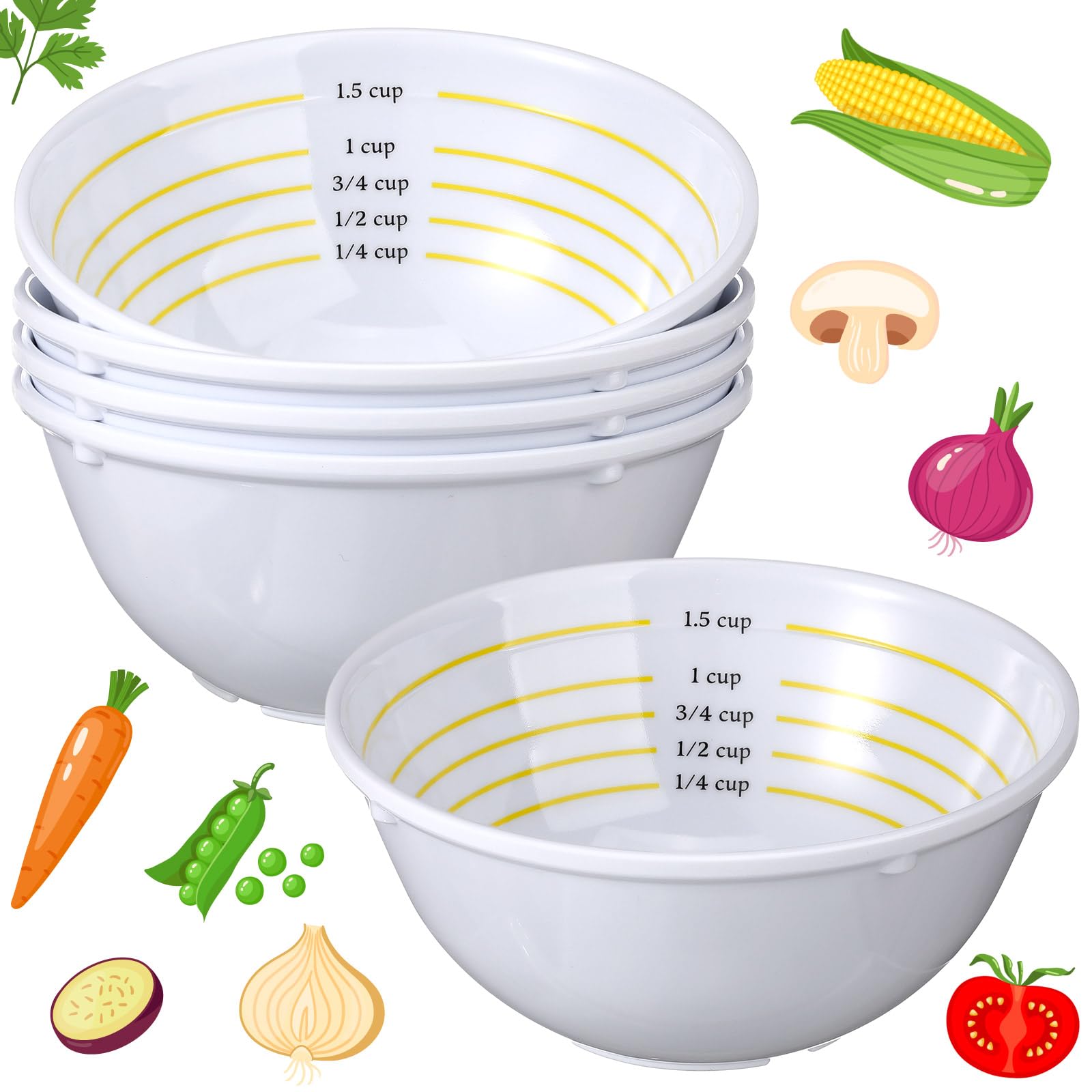 Nuogo 4 Pcs Portion Control Bowl Measuring Bowls Food Measuring Cups ...