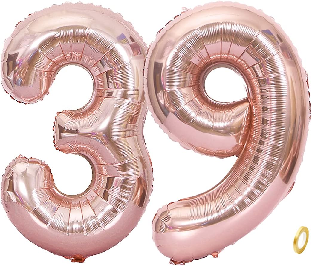 Aabellay Large Foil Mylar Balloons 40 Inch Rose Gold Number Balloons ...