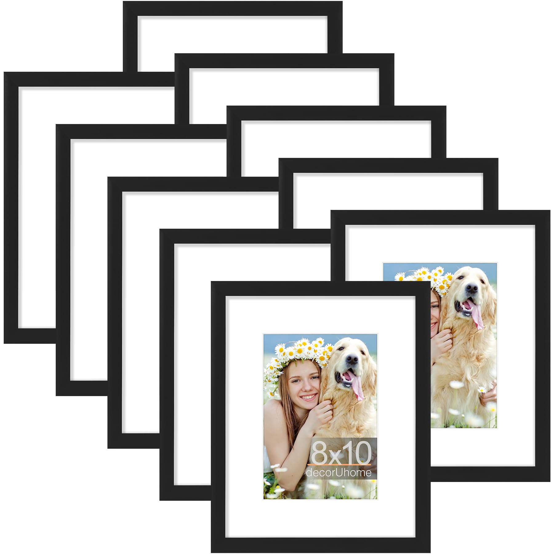 decorUhome 8x10 Picture Frame Set of 10, Display Photos 5x7 with Mat or ...