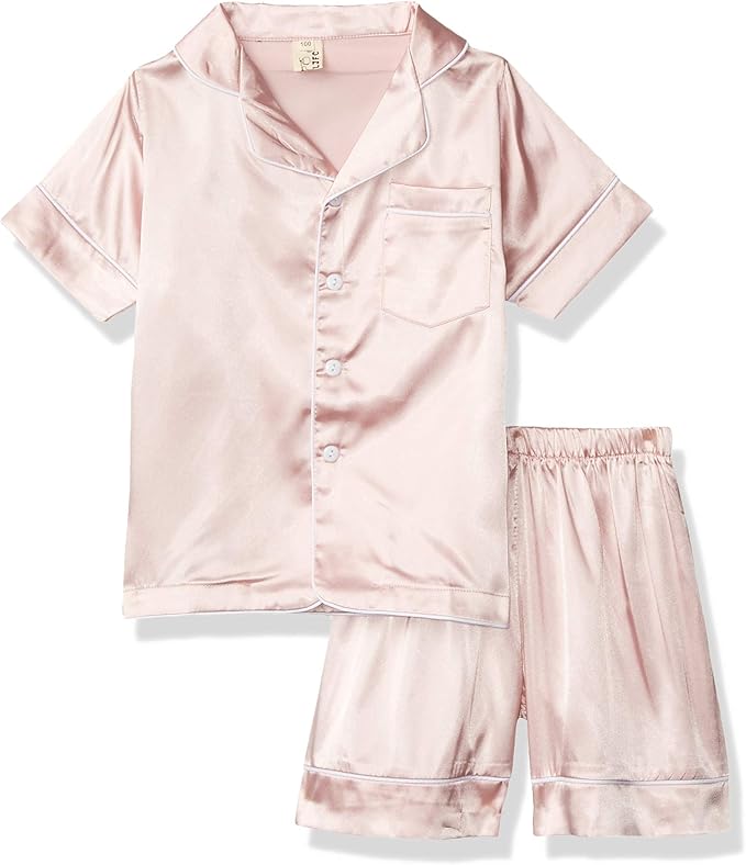 Amazon.com: Little Girls Boys Stain Pajamas Set Classic Silk Pjs 2 ...