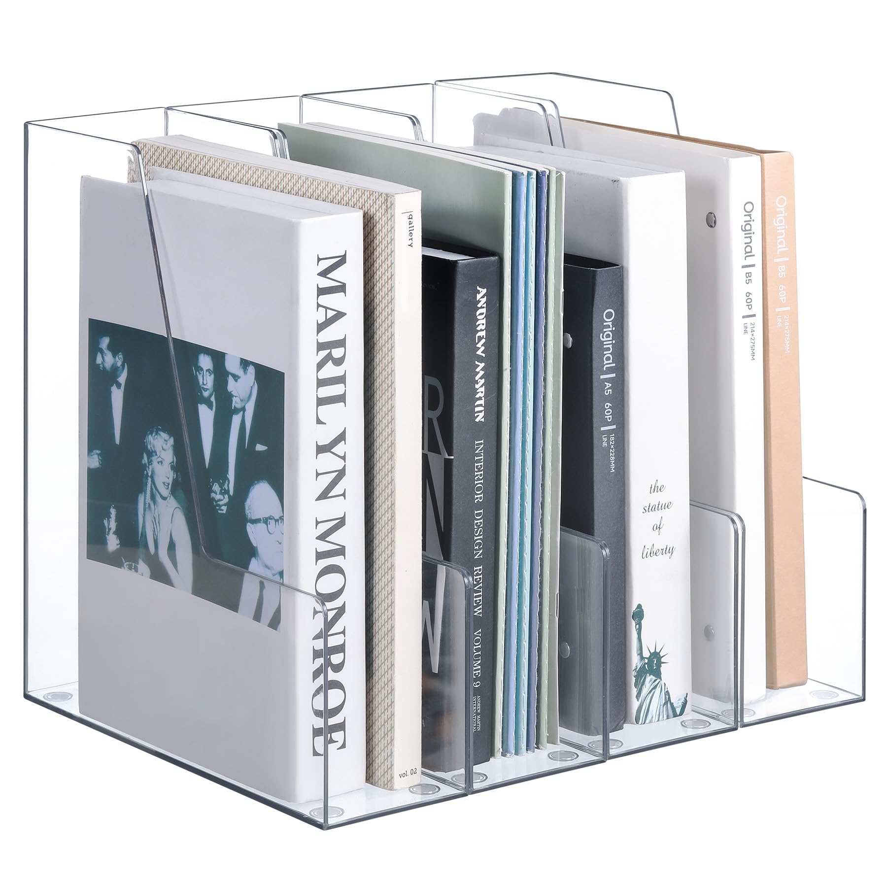 Vertical Magazine File Holder, Clear File Organizer Desk Organizer and ...