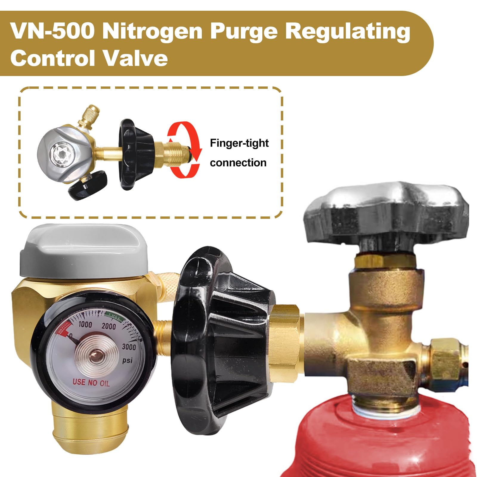 VN-500 Nitrogen Purging Regulator Control Valve Flow Meter With 500 PSI ...