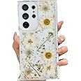 Amazon.com: LSEEKA for Samsung Galaxy S23 Ultra Clear Case with Pressed Real Dried White Flower ...