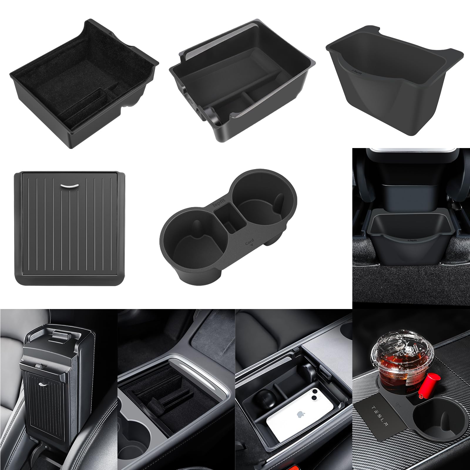 Tesla Model Y Rear Center Console Organizer 2nd Row Seat Tray Armrest ...