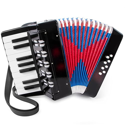Accordion, 17 Keys Piano Accordion for Kids Students 8 Bass with Straps ...