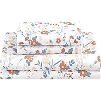 JSD 6 Piece Yellow Floral Print Sheet Set Queen Size, Soft Botanical ...