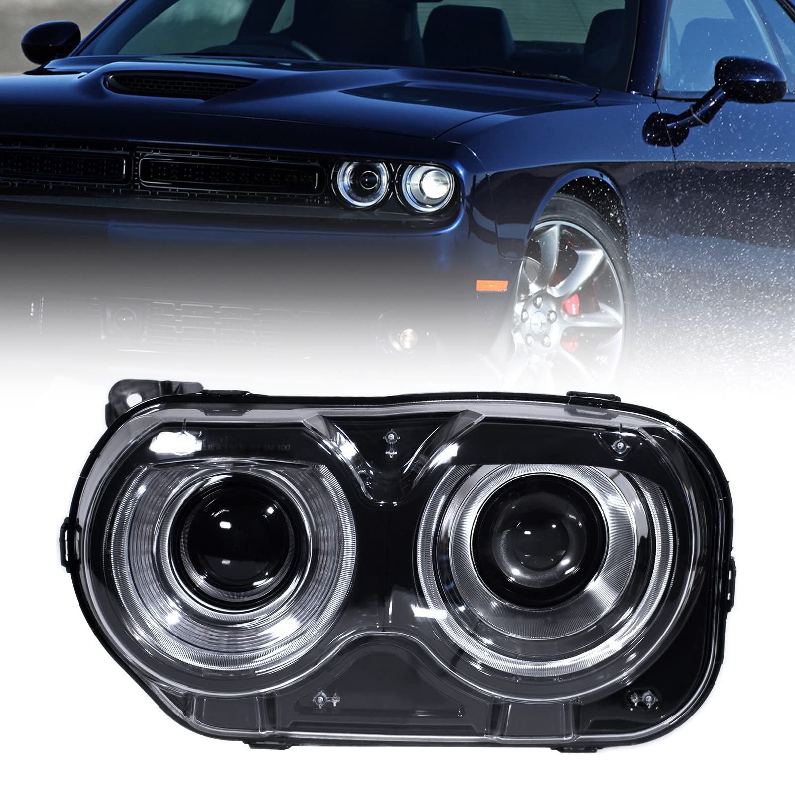 Mua FIONE - For Dodge Challenger Headlight Assembly 2015 2016 2017 2018 2019 2020 2021 Black ...