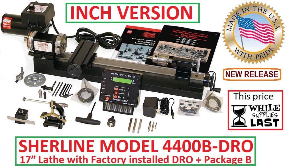 Amazon.com: Sherline 4400B-DRO INCH Version 17" Lathe with Factory ...