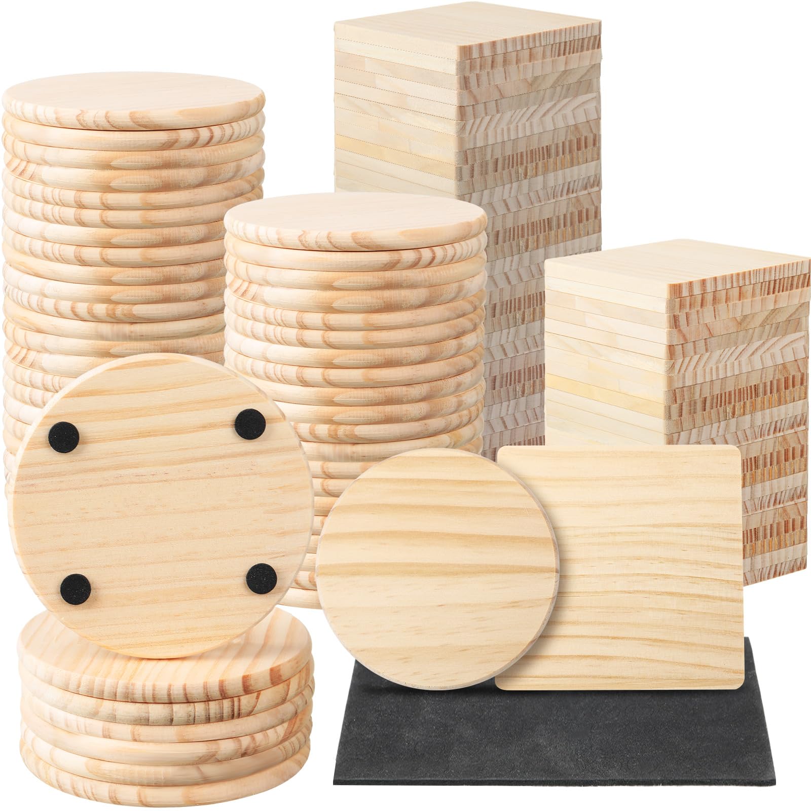 Hushee 72 Pcs Unfinished Wood Coasters 4 Inch Blank Wooden Coasters for ...