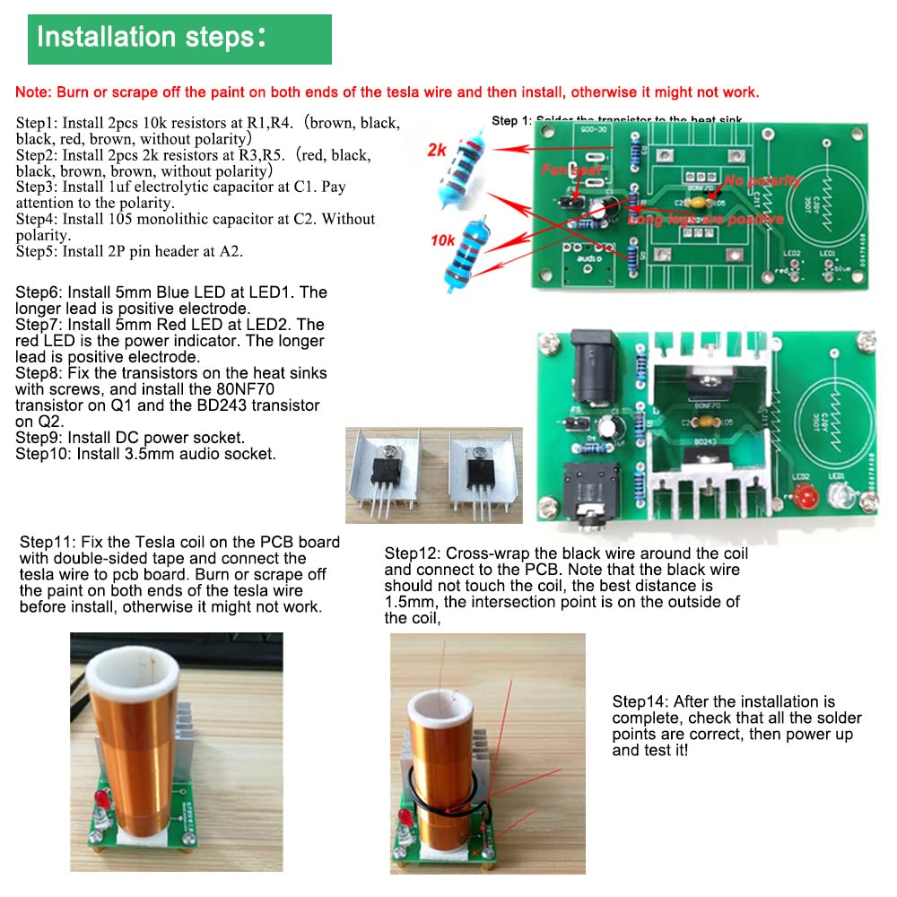 Mua DIY Mini Tesla Coil Kit 15W Soldering Project Kit Mini Music Tesla ...