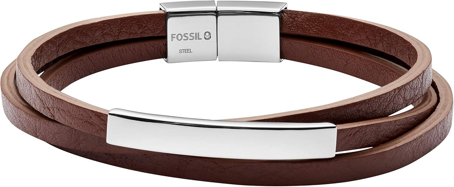 Fossil Femme Bracelet en cuir brun avec plaque - JOF00262040: Amazon.fr ...