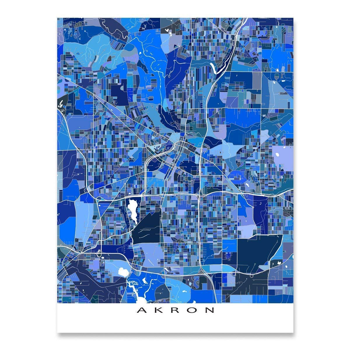 Amazon.com: Akron Map Print, Large Akron Posters 24x36, Akron Art ...