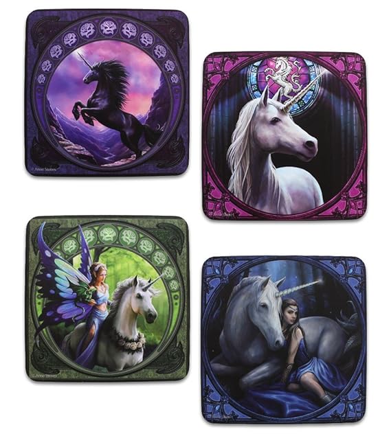 Anne Stokes Set of 4 Coasters - Unicorns: Amazon.co.uk: Kitchen & Home