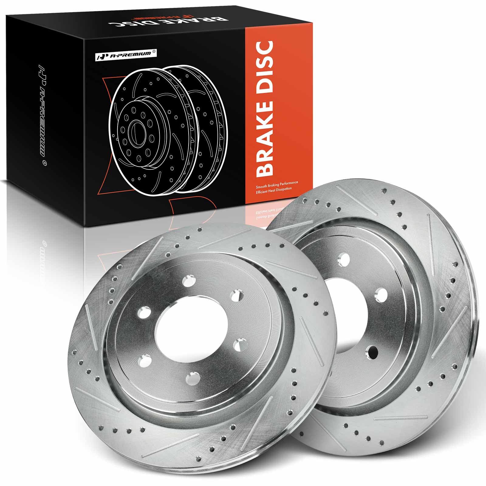 A-Premium 13.23 in (336 mm) Rear Drilled and Slotted Disc Brake Rotors ...