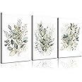 Amazon.com: 3Pcs Framed Watercolor Botanical Wall Art Sage Green Boho Floral Canvas Posters ...