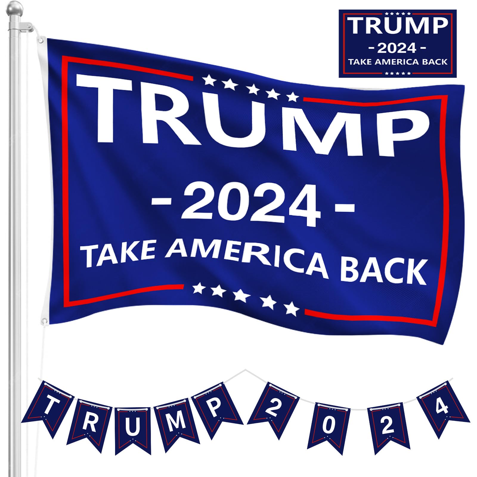 Trump 2024 Flag 3x5 Outdoor Made in Usa Take America Back Trump Banner ...