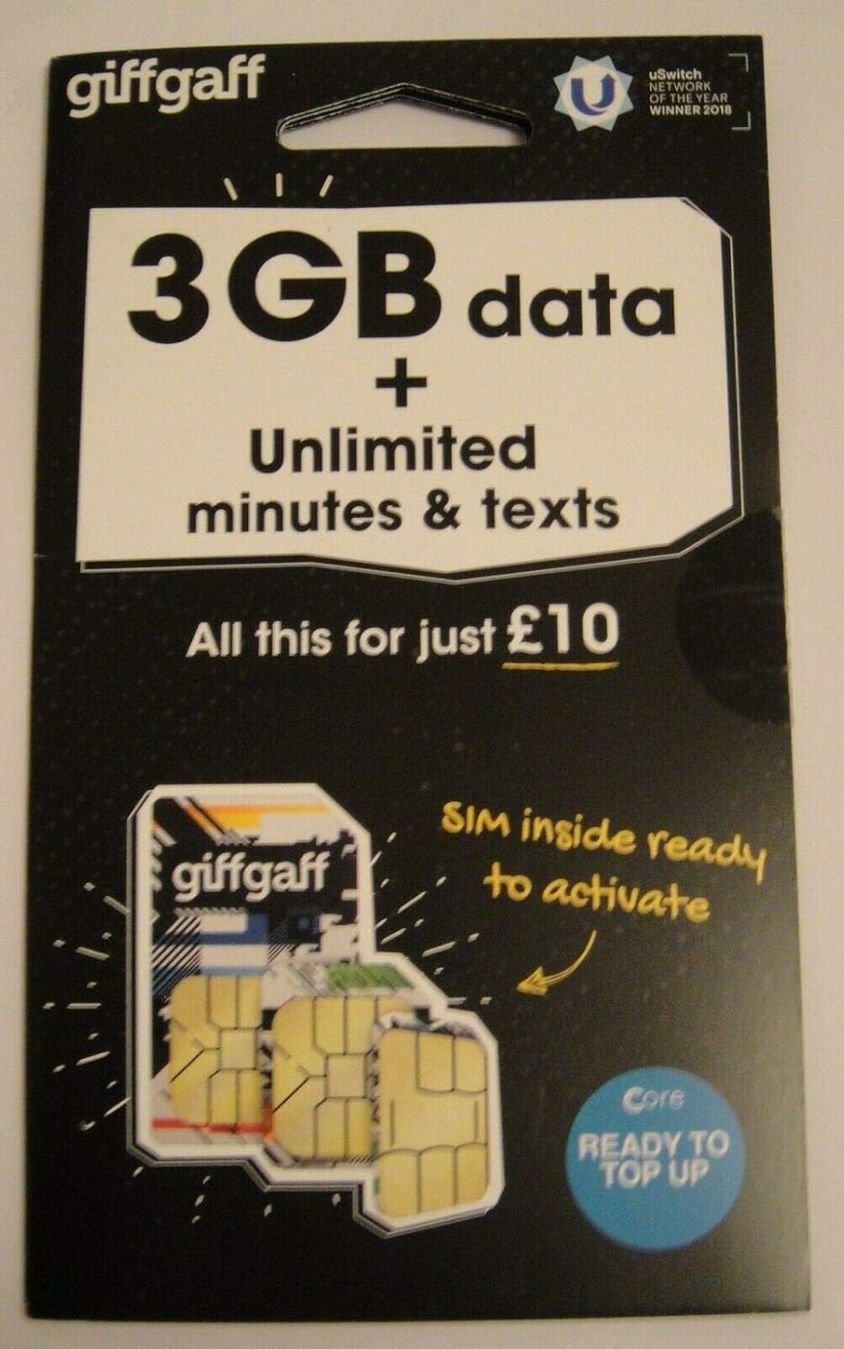 GiffGaff Sim - 3GB Data - Unlimited Miniutes and Texts for £10.00 Deal ...