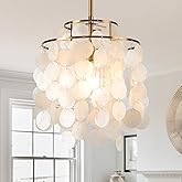 Wellmet Black Natural Capiz Shell Chandelier, 5 Lights Boho Coastal ...