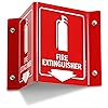 SmartSign Fire Extinguisher Projecting Sign with Arrow | 6" White on ...