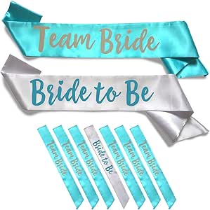 Amazon.com: Team Bride 7pc Satin Sash Set - Sophisticated & Fun Party ...