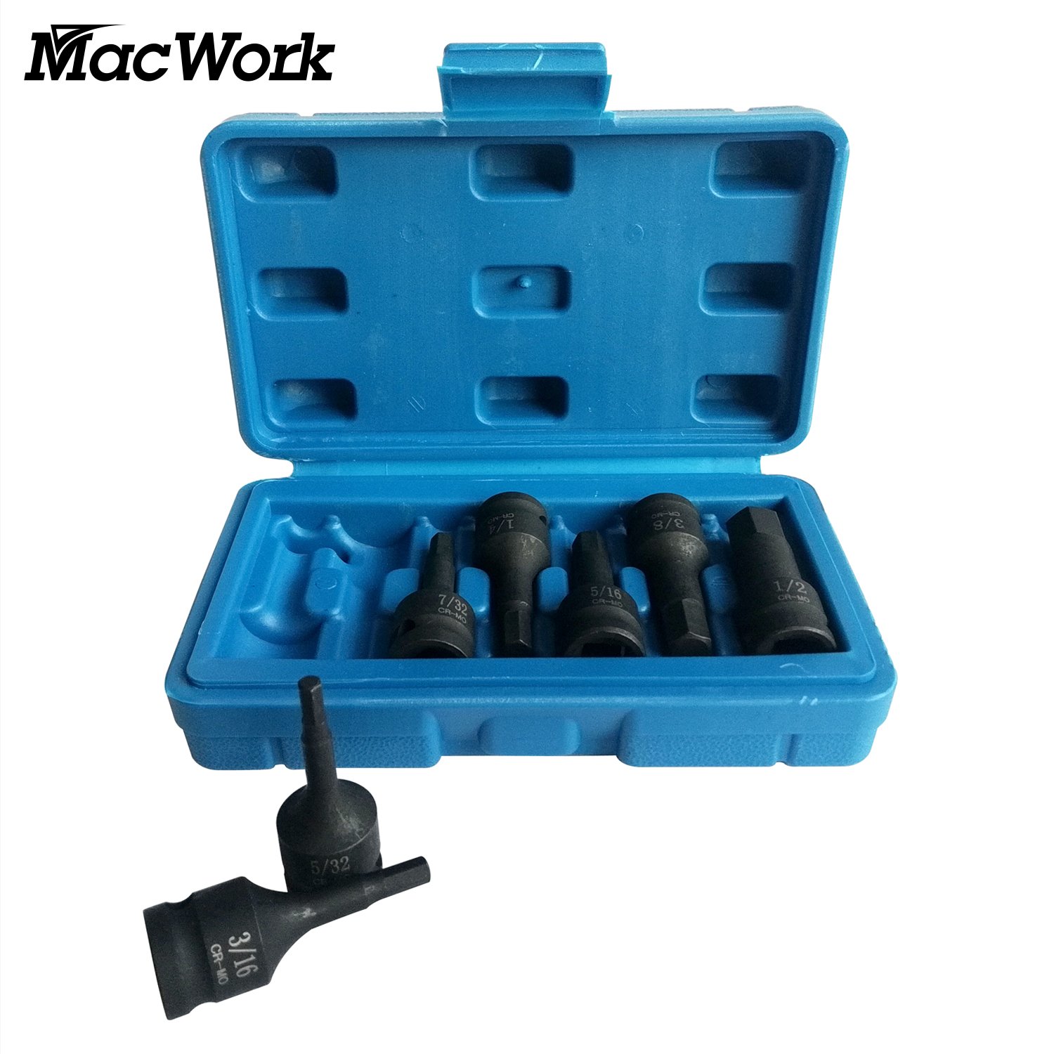 7Pcs 3 8 Allen Hex Driver Impact Socket Set SAE 5 32 1 2in Chrome