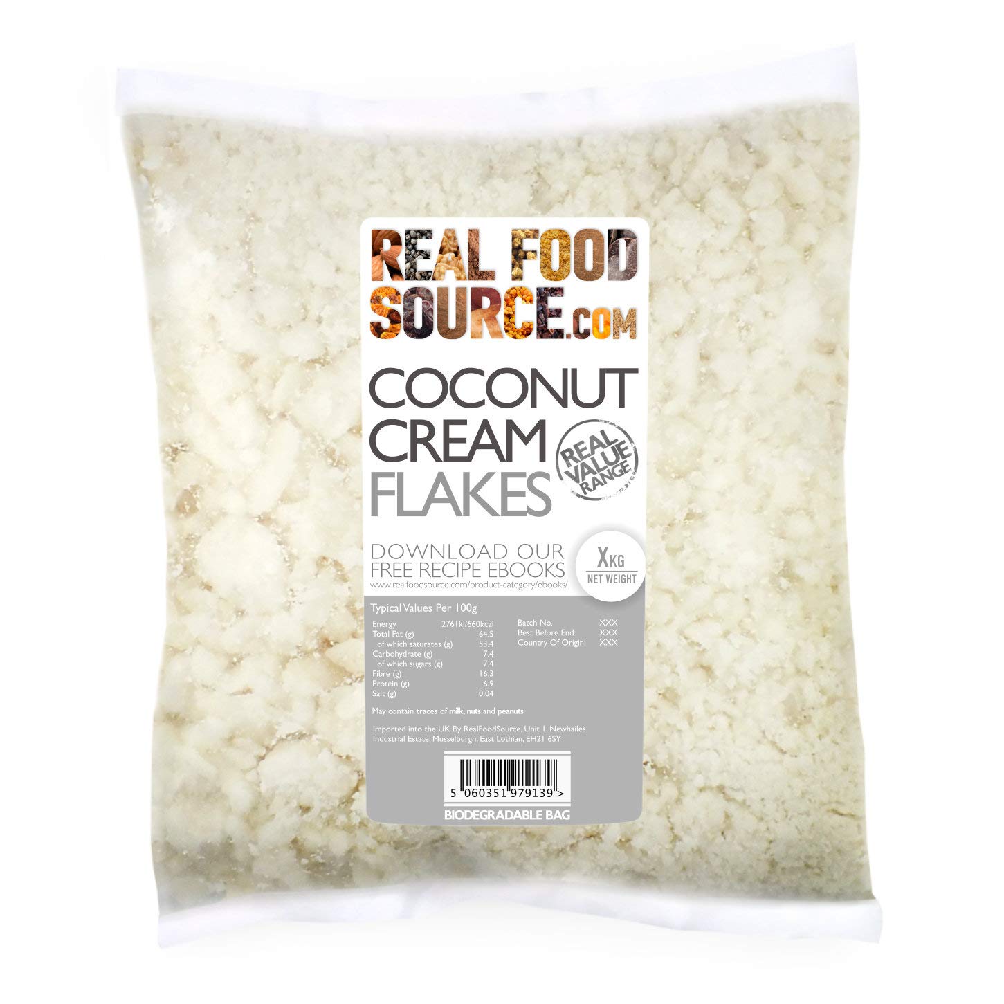 RealFoodSource Creamed Coconut Flakes 1KG: Amazon.co.uk: Grocery