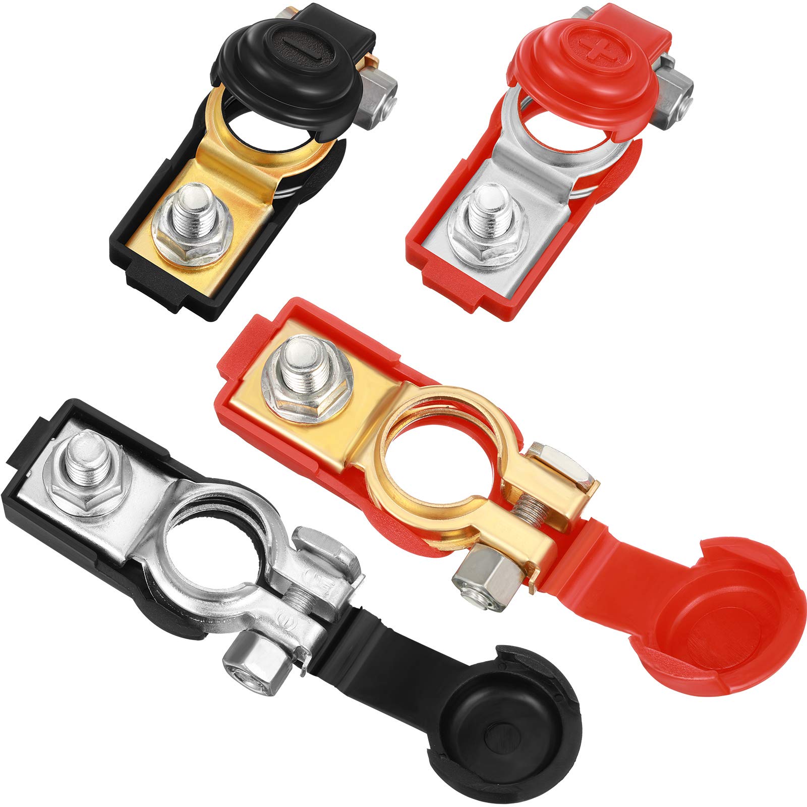 Frienda 4 Pieces Car Battery Terminal Clamps Connectors Battery Cable Terminal Positive Negative ...