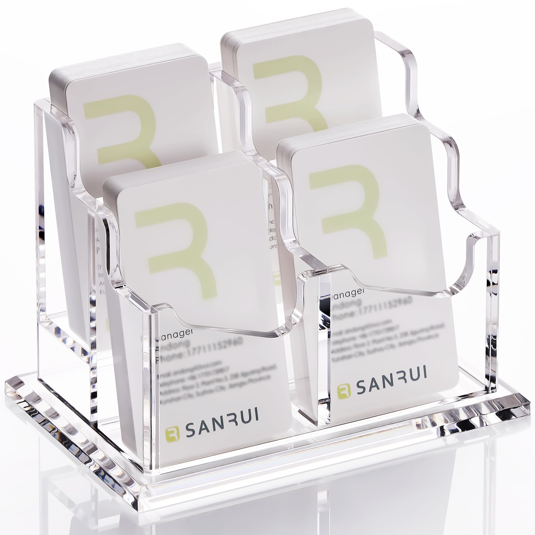 SANRUI Clear Acrylic Business Card Holder 2Tier Vertical Cards Display ...