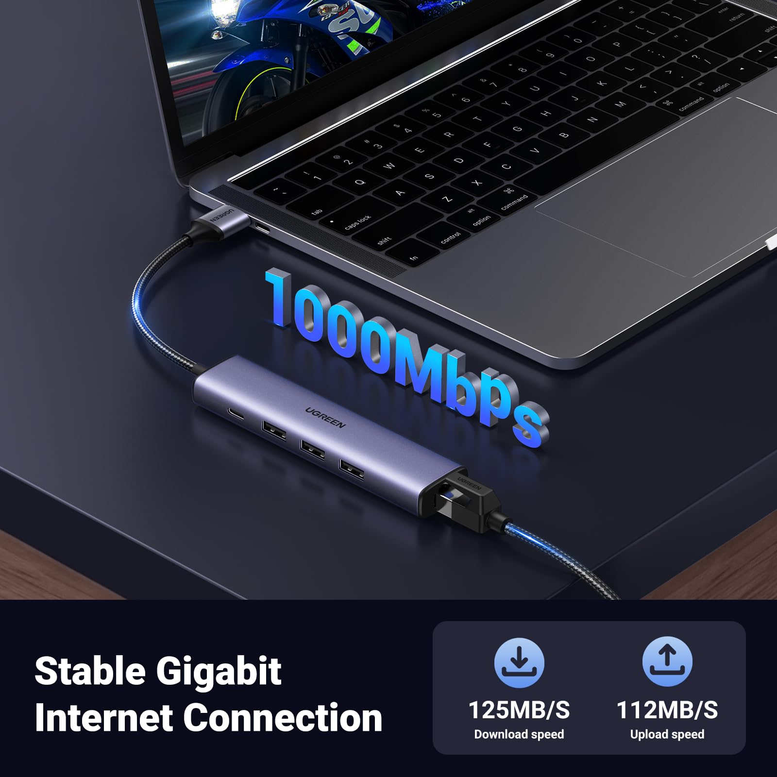 Mua UGREEN USB to Ethernet Adapter, 5 in 1 USB Hub with Ethernet, Plug ...