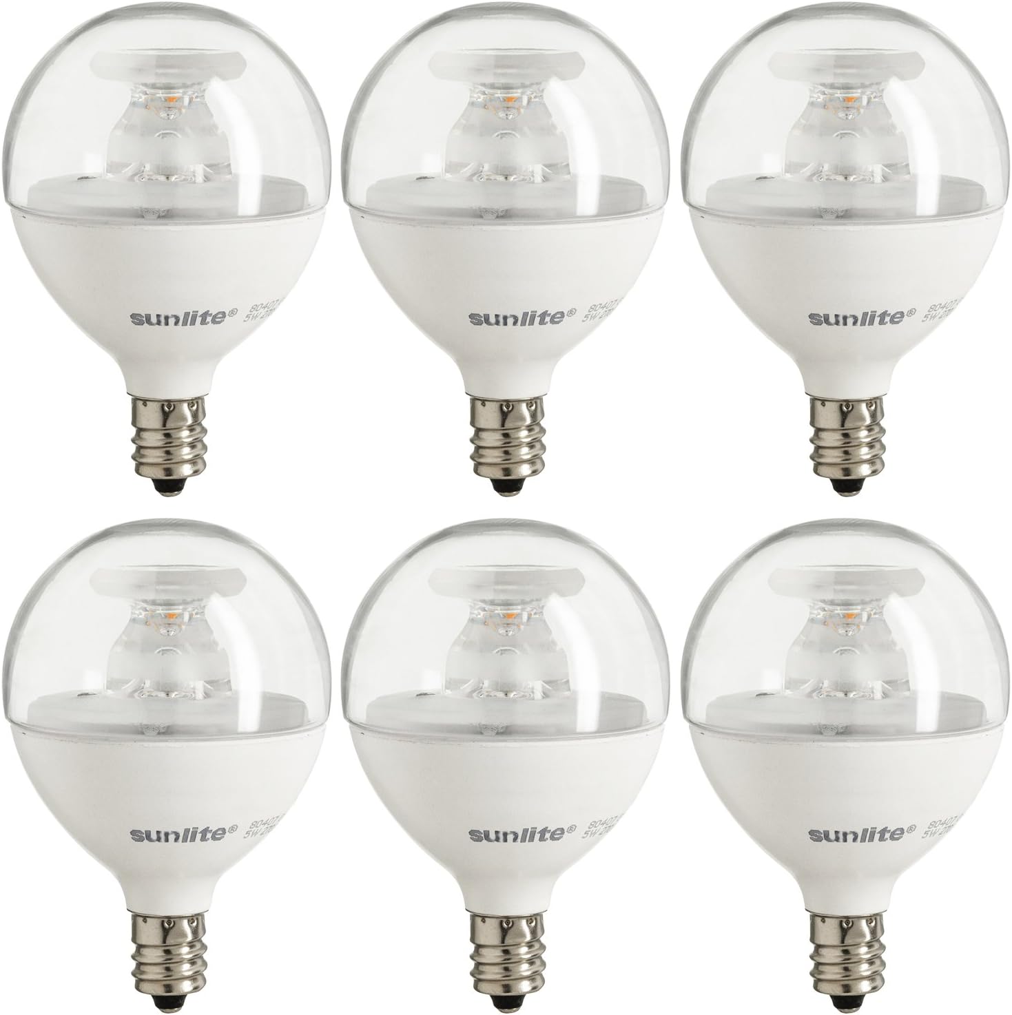 Sunlite G16.5/LED/5W/D/E12/CL/ES/27K/6PK Dimmable Energy Star 2700K ...