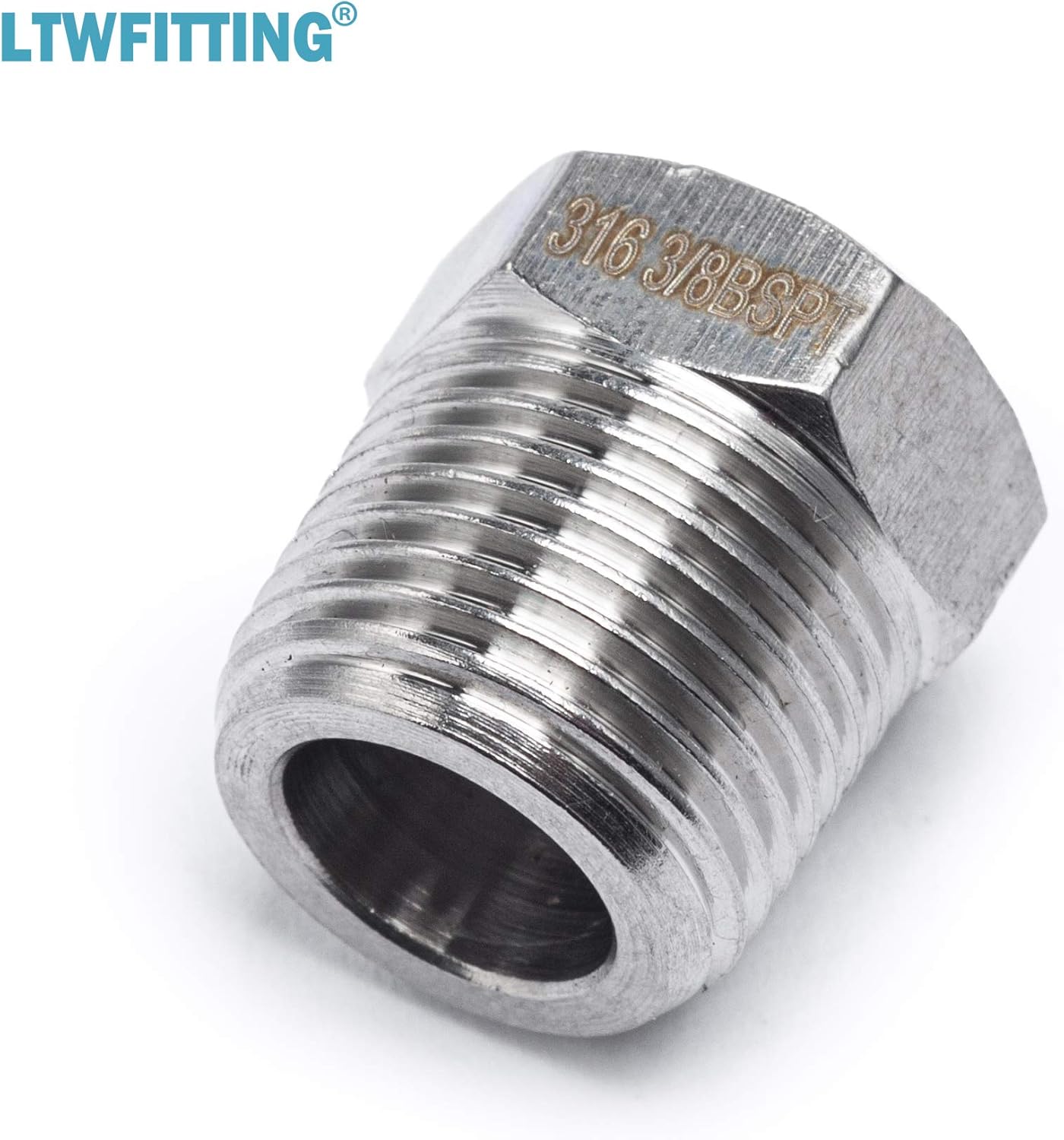 LTWFITTING Stainless Steel 316 Pipe Hex Head Plug Fittings 3/8-Inch ...
