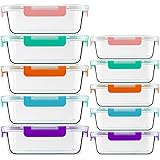 [10-Pack] Glass Food Storage Containers (A Set of Five Colors), Meal ...