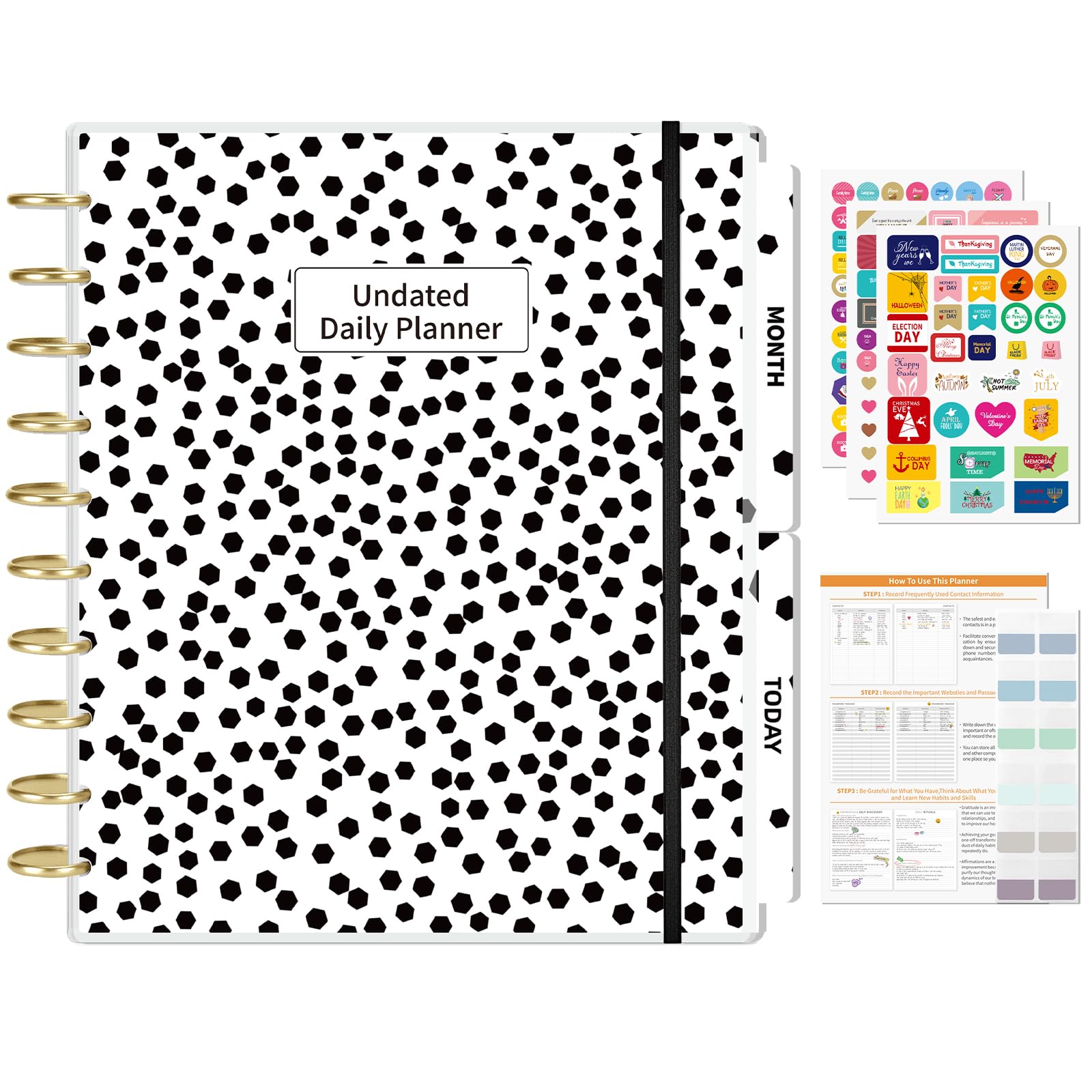 EYROZILL Undated Daily Planner, Disc-Bound System with Removable Pages ...