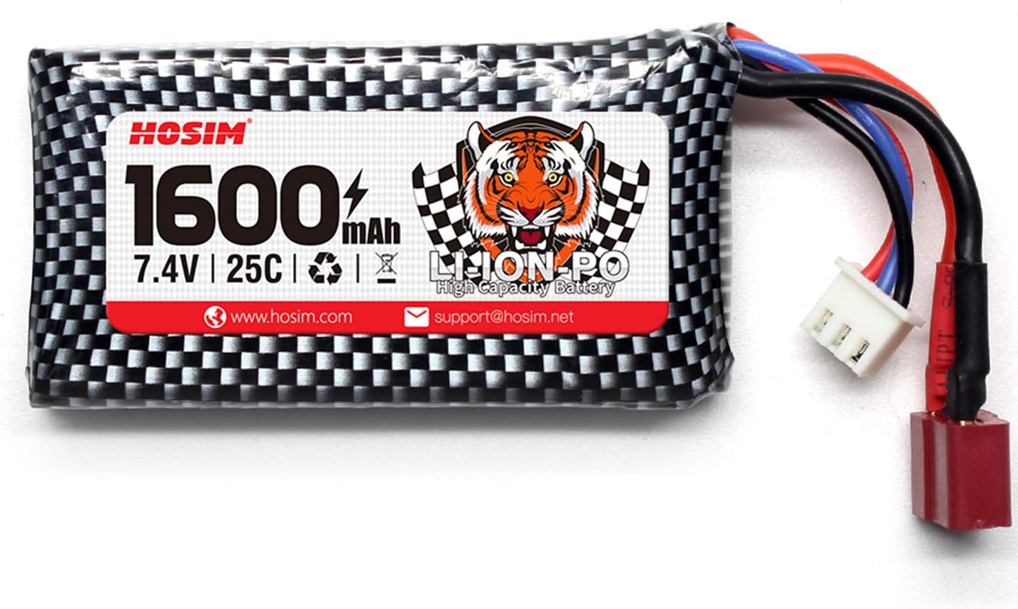 Hosim 1600mah 7.4V 25T Li-Po Battery for 9125 high Speed RC Car ...
