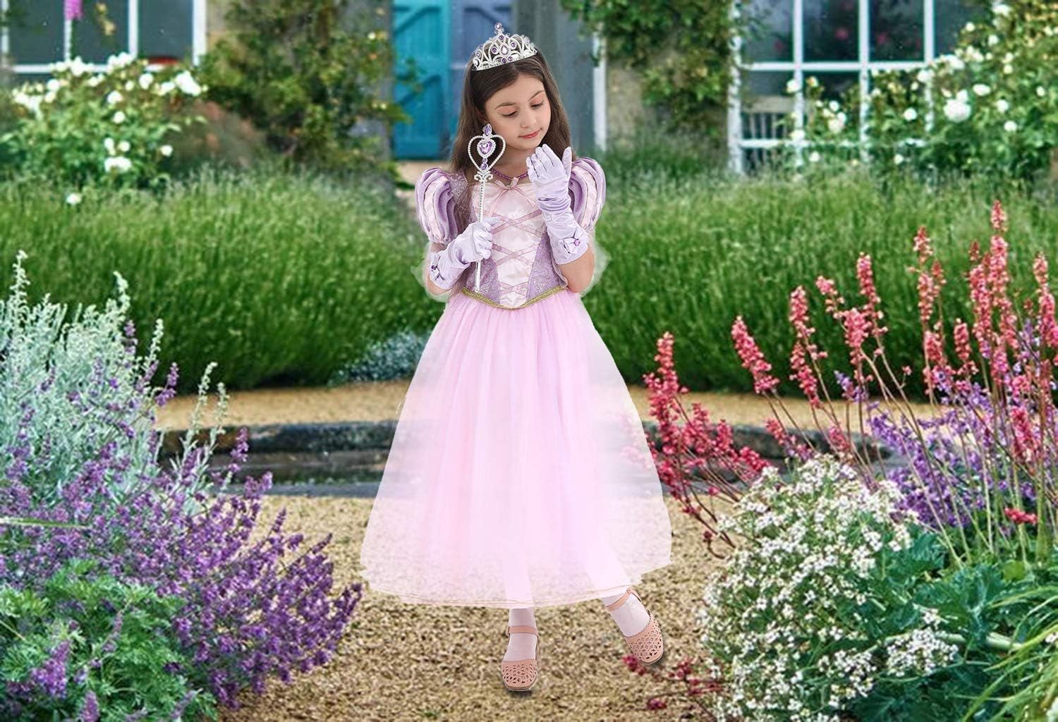 Girls Pink Medieval Princess Costume Dress with Tiara 3-4years – BigaMart