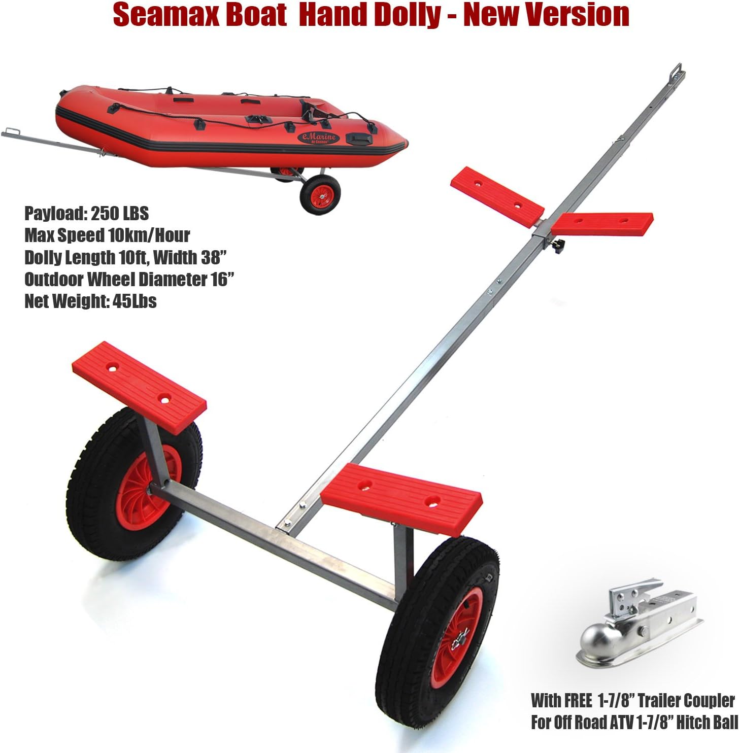 Seamax Portable Boat Carry and Launch Hand Dolly Set with 16” Pneumatic ...