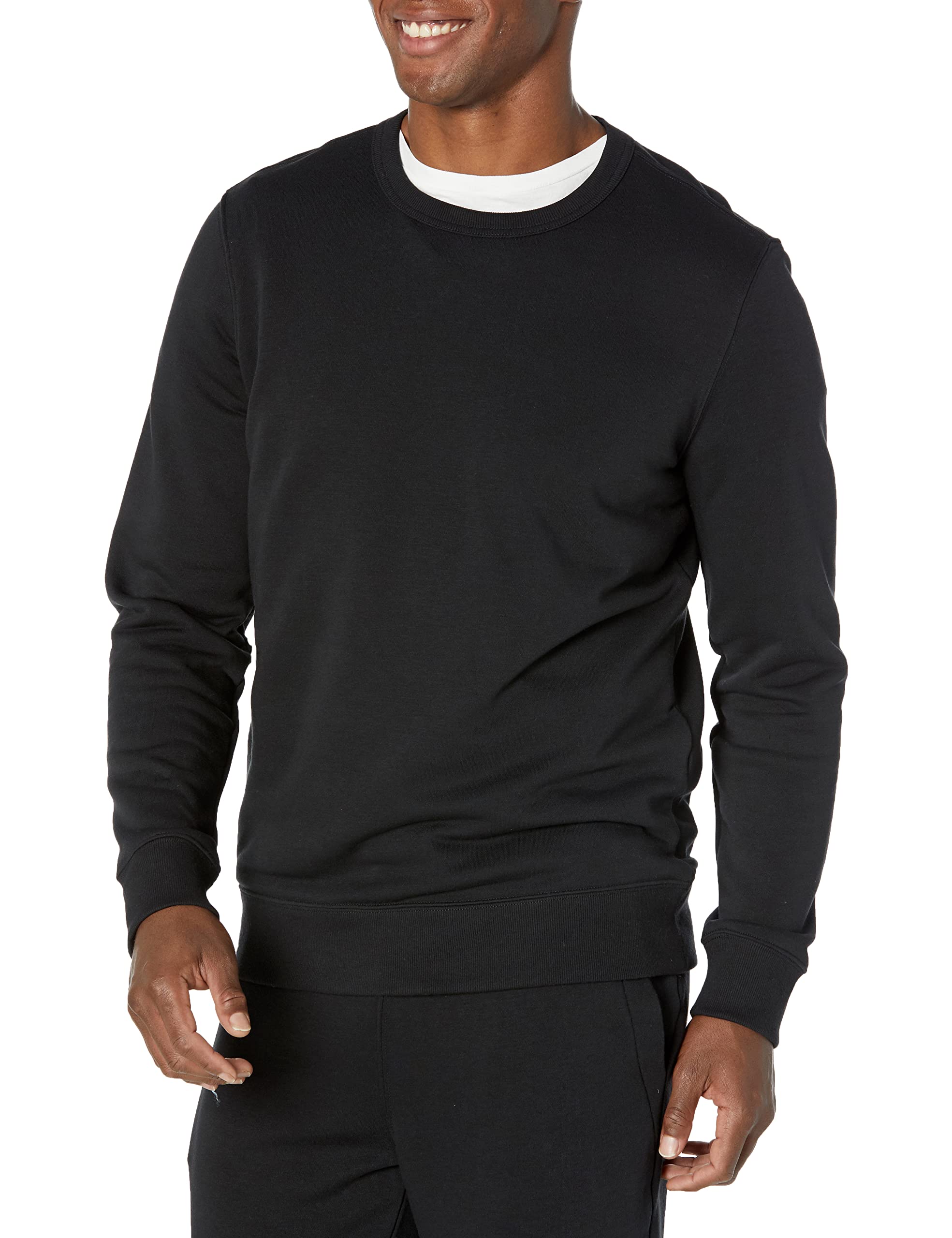 Amazon Essentials men's Crewneck Sweatshirt, Lightweight Long-Sleeve French Terry, Black, 3X ...
